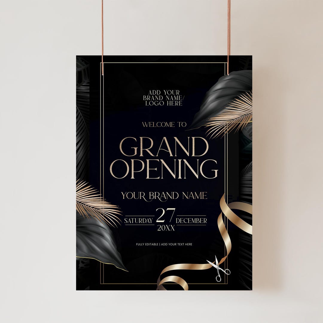 Grand Opening Sign Template: Editable Banner Poster (digital Download ...