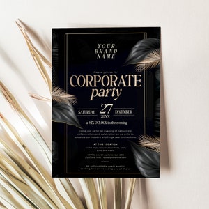 Corporate Party Invitation Template, Editable Dinner Party Invitation ...