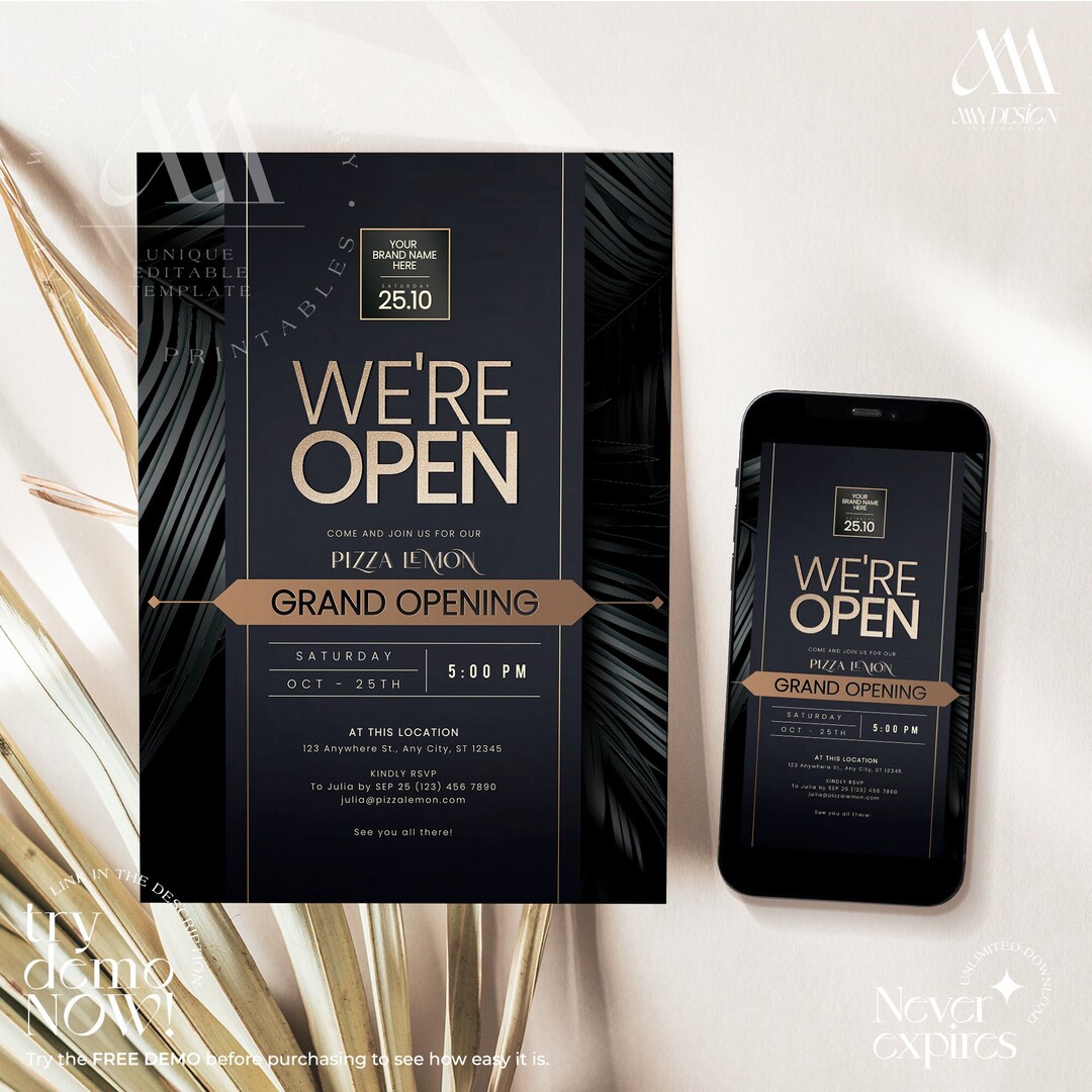 We're Open Grand Opening Invitation Editable Template - Etsy