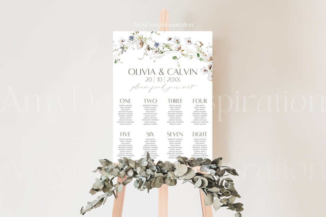Wedding Seating Chart Sign Template Table Seating Chart Sign - Etsy