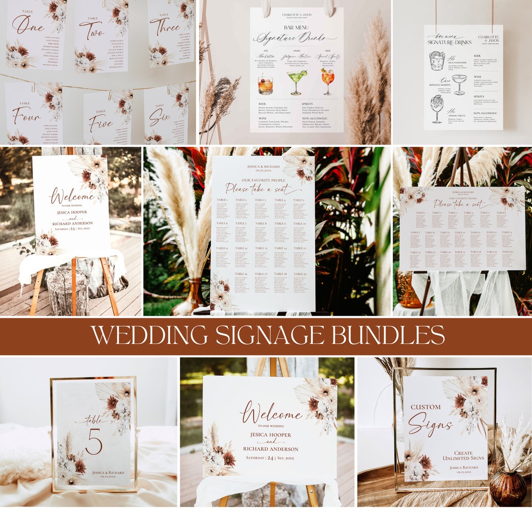 Boho Terracotta Wedding Signage Bundle (digital Download) D021 - Etsy