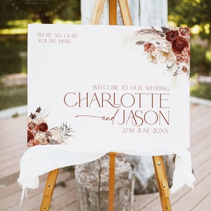 Burgundy Wedding Welcome Sign Template Download Welcome to Our Wedding ...