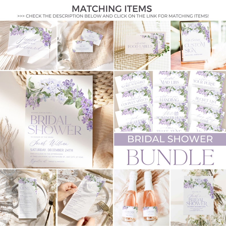 Lilac Floral Custom Sign Template: Editable Wedding Table Number ...
