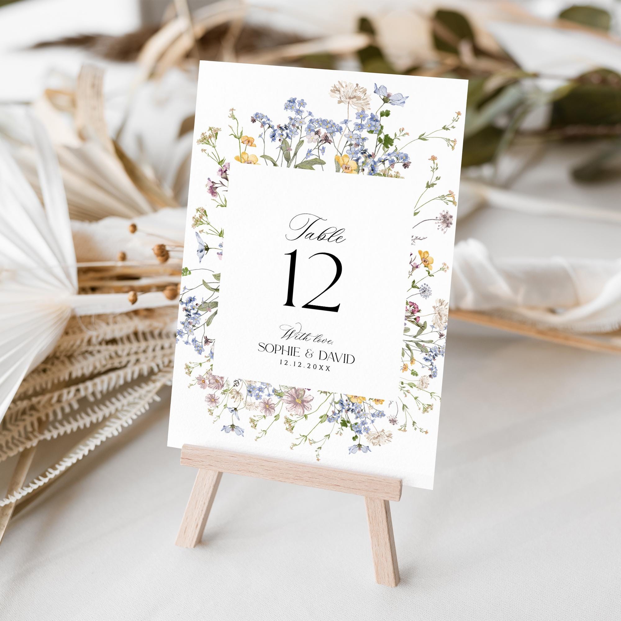 Wildflower Table Number Sign Template: Editable Floral Printable ...
