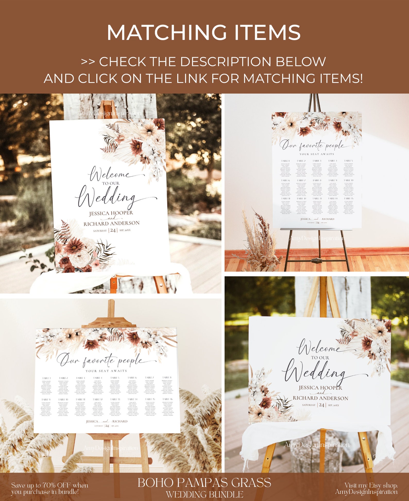Terracotta Wedding Certificate Template: Boho Pampas Grass (canva ...