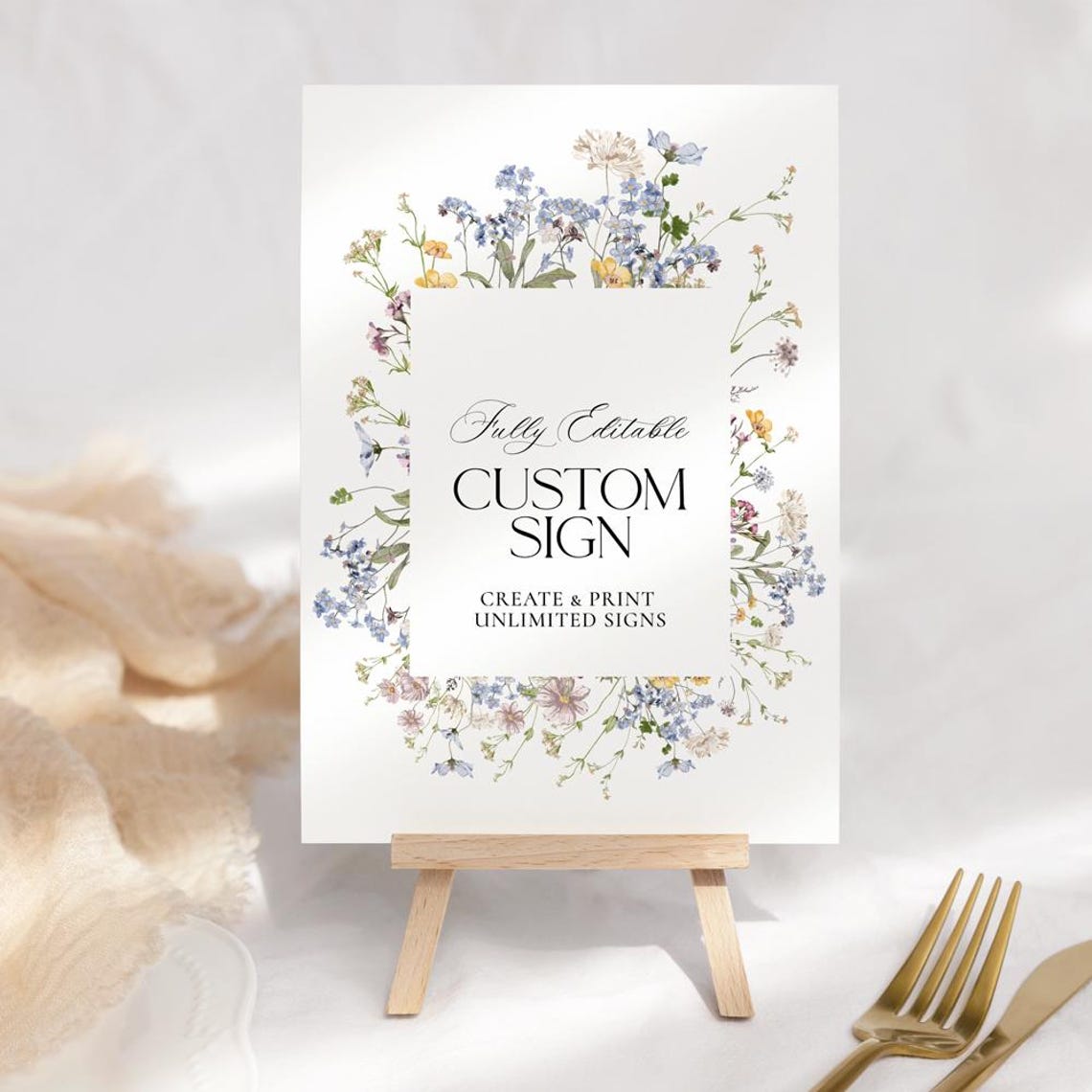 Wildflower Custom Sign Template: Editable Floral Wedding Decor (digital ...