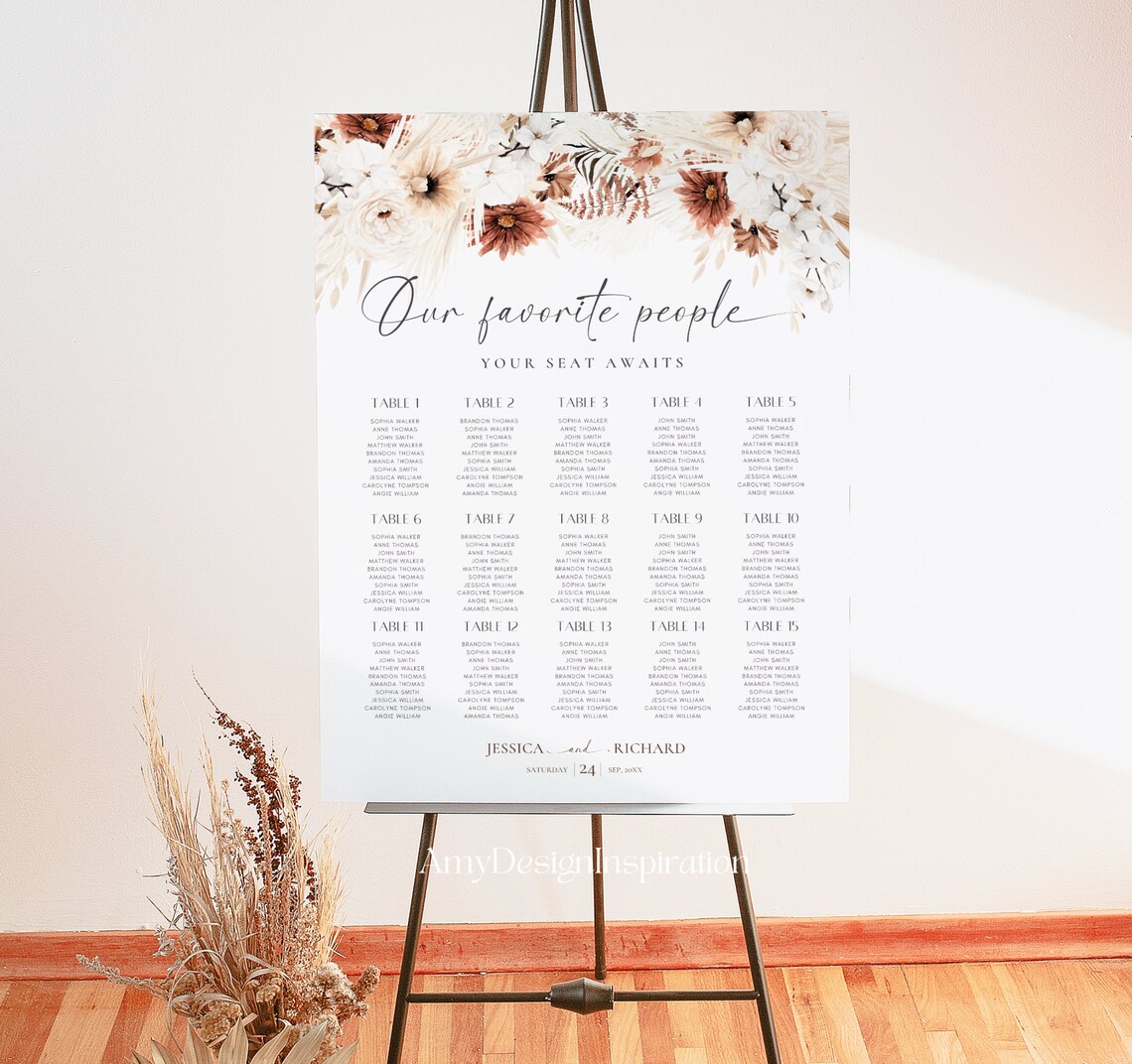 Boho Seating Chart Wedding Template Table Seating Chart Take - Etsy