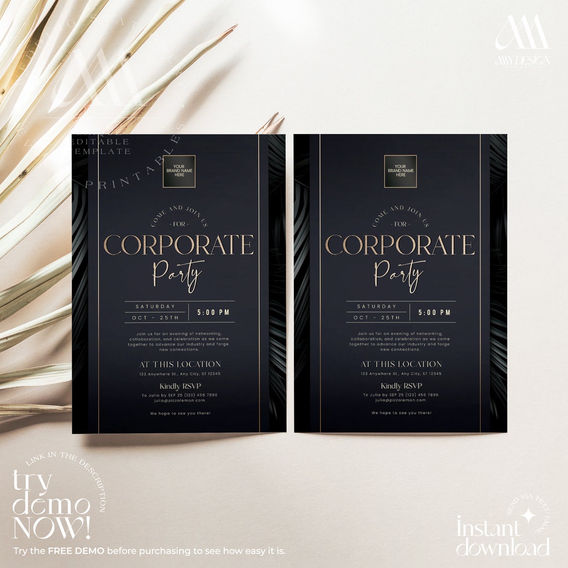 Corporate Party Invitation Download Dinner Party Invitation - Etsy