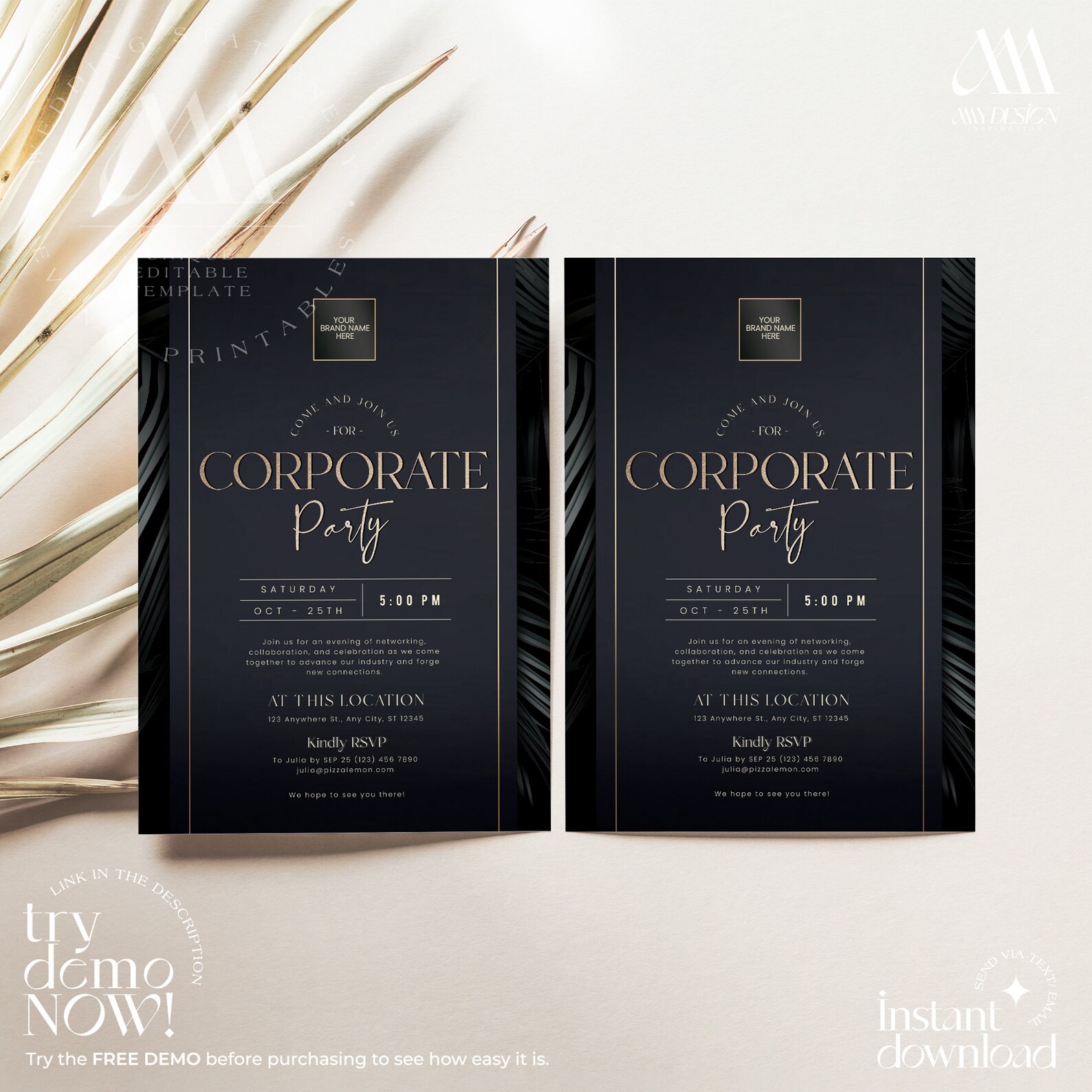 Corporate Party Invitation Download Dinner Party Invitation - Etsy