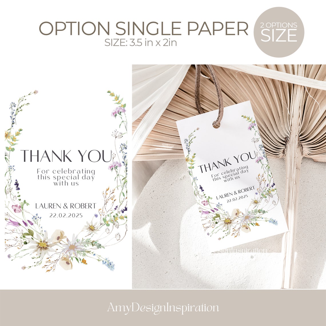 Wildflower Favor Tag Template Thank You Tags Printable Thank - Etsy