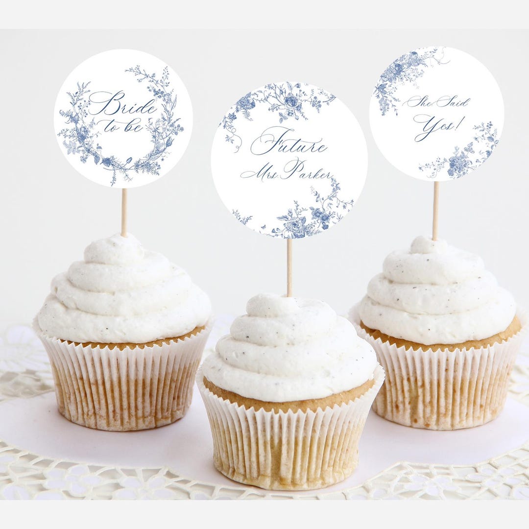 Printable Cupcake Topper Template, Bridal Shower Cupcake Toppers ...