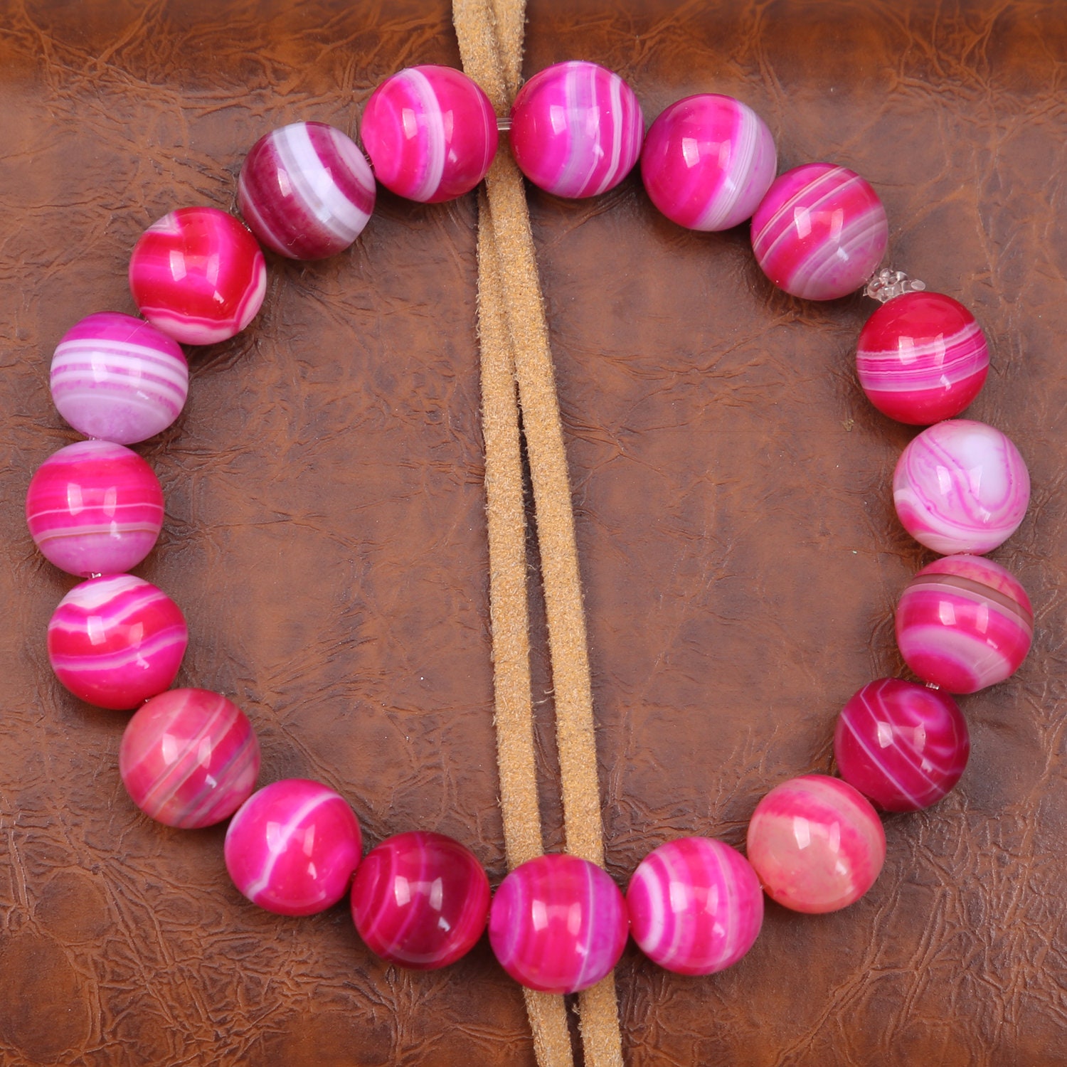 Pink Agate Stones Bracelets Big Agate Braceletnatural Stone - Etsy