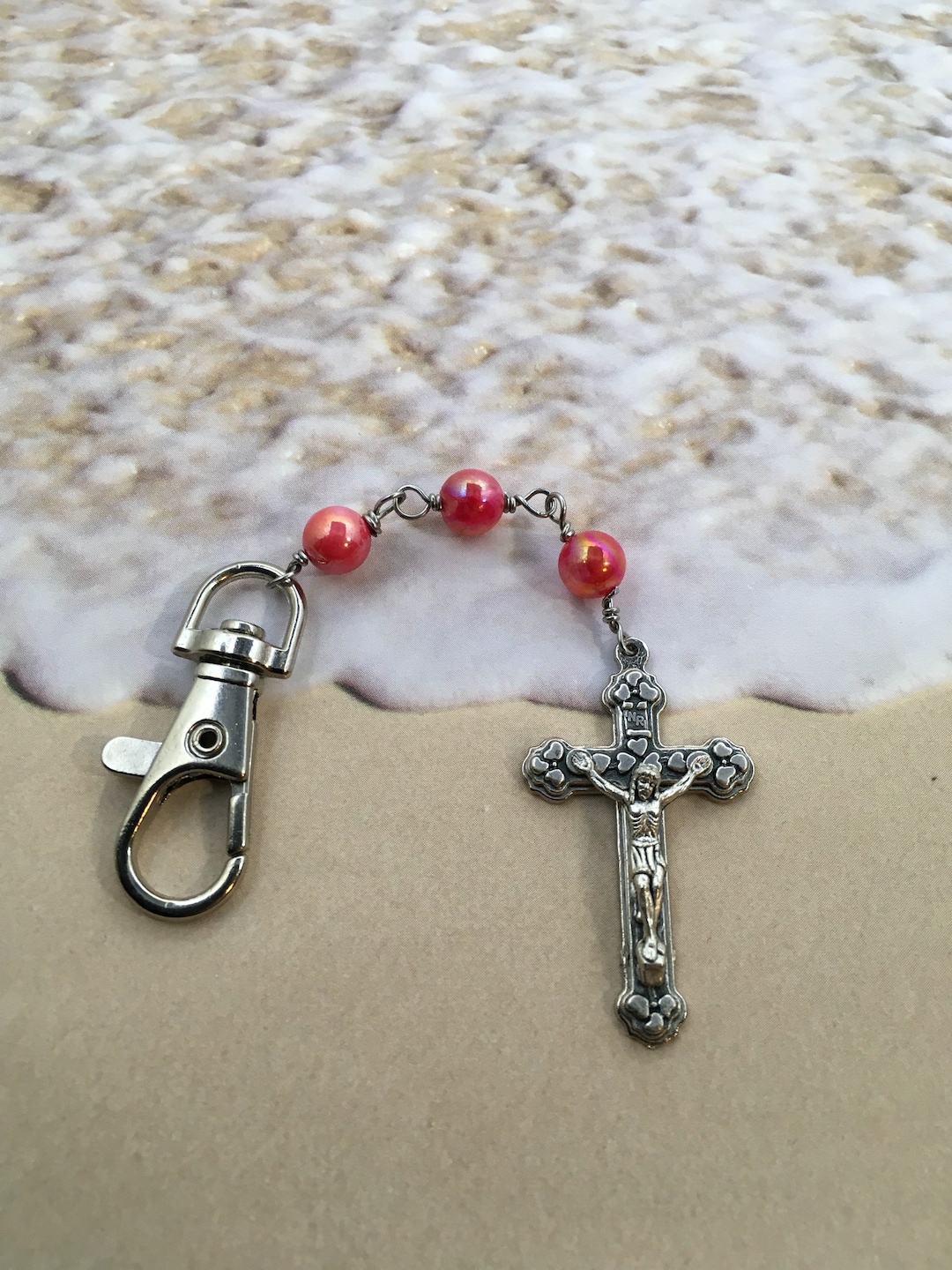 Cross keychain, rosary for keychain, unique keychain gift, unique ...