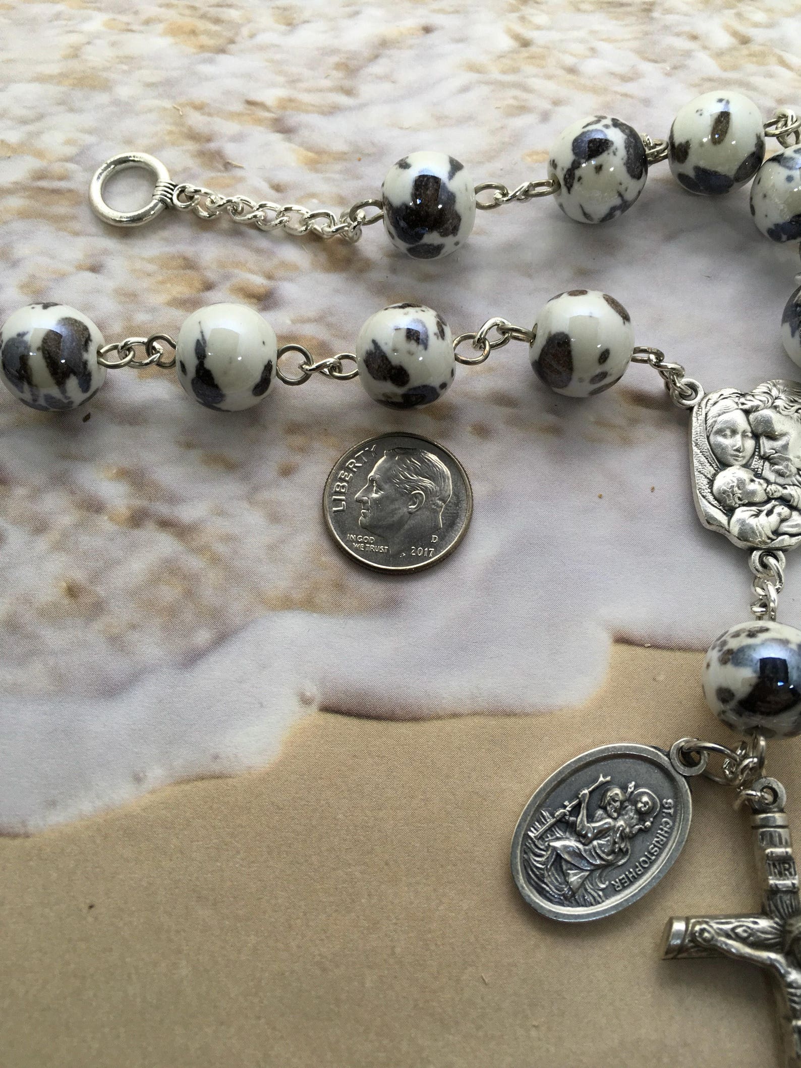 Auto Rosary Car Rosary Black Marbled Rosary Saint | Etsy