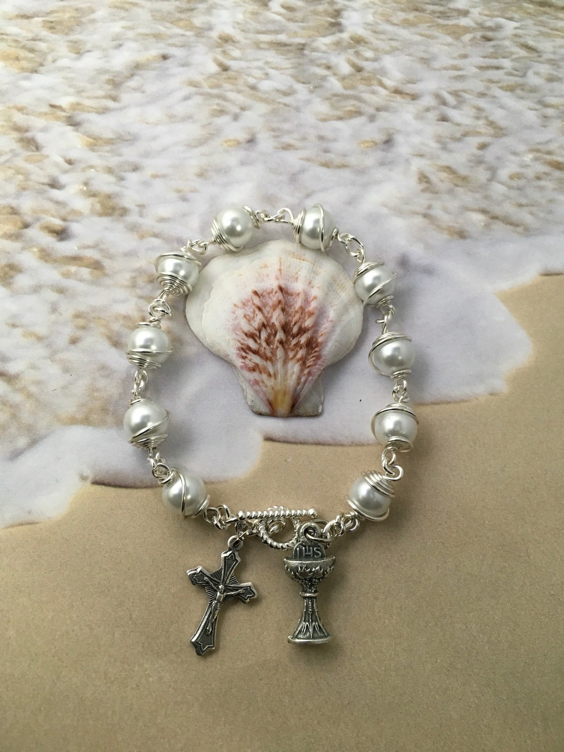 First Holy Communion Rosary Bracelet White Rosary Bracelet - Etsy