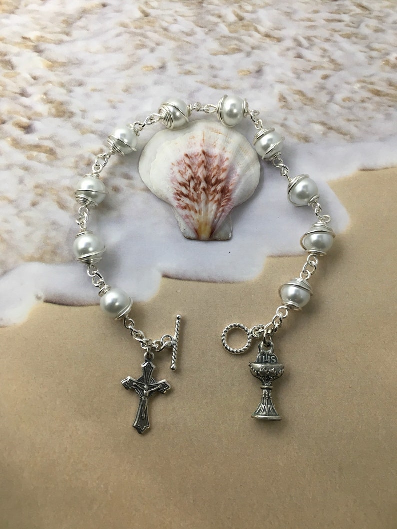 First Holy Communion Rosary Bracelet White Rosary Bracelet - Etsy