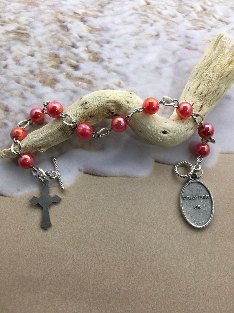 Pink Rosary Bracelet Saint Dymphna Rosary Bracelet - Etsy
