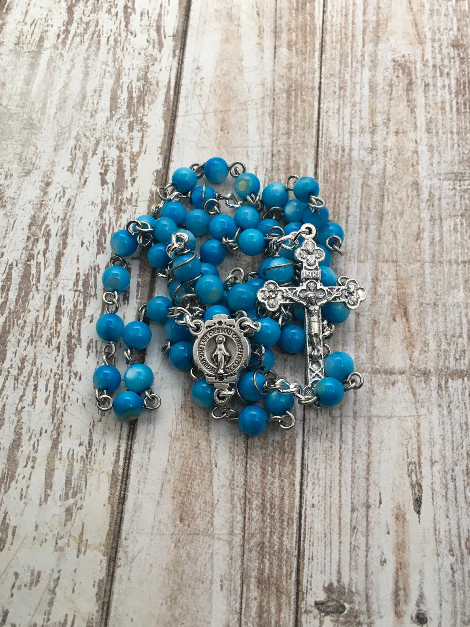 Blue Womens Rosary Wire Rosary Catholic Christmas Gift for - Etsy