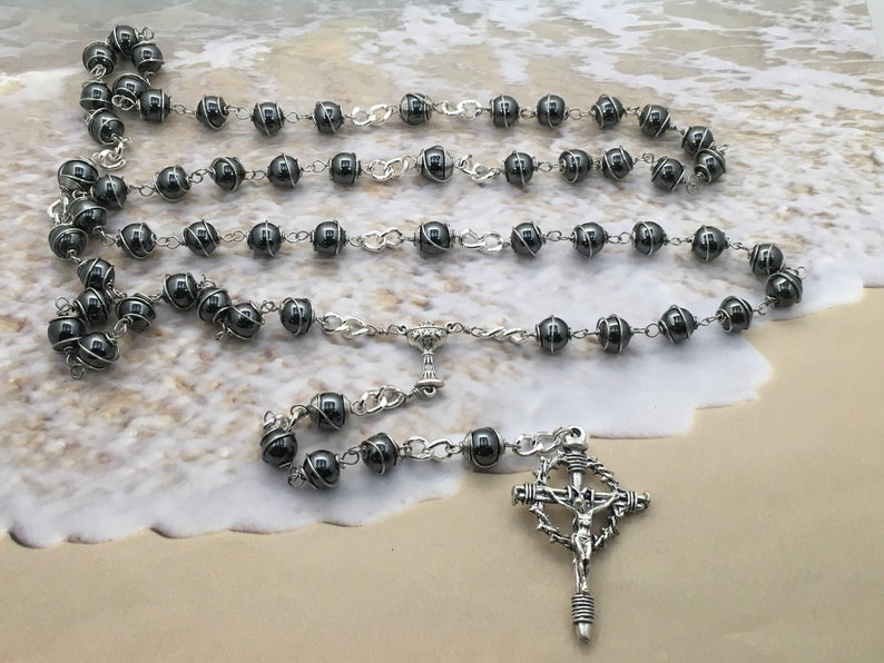 Wrapped Hematite Rosary Mens Rosary Heavy Duty Rosary - Etsy