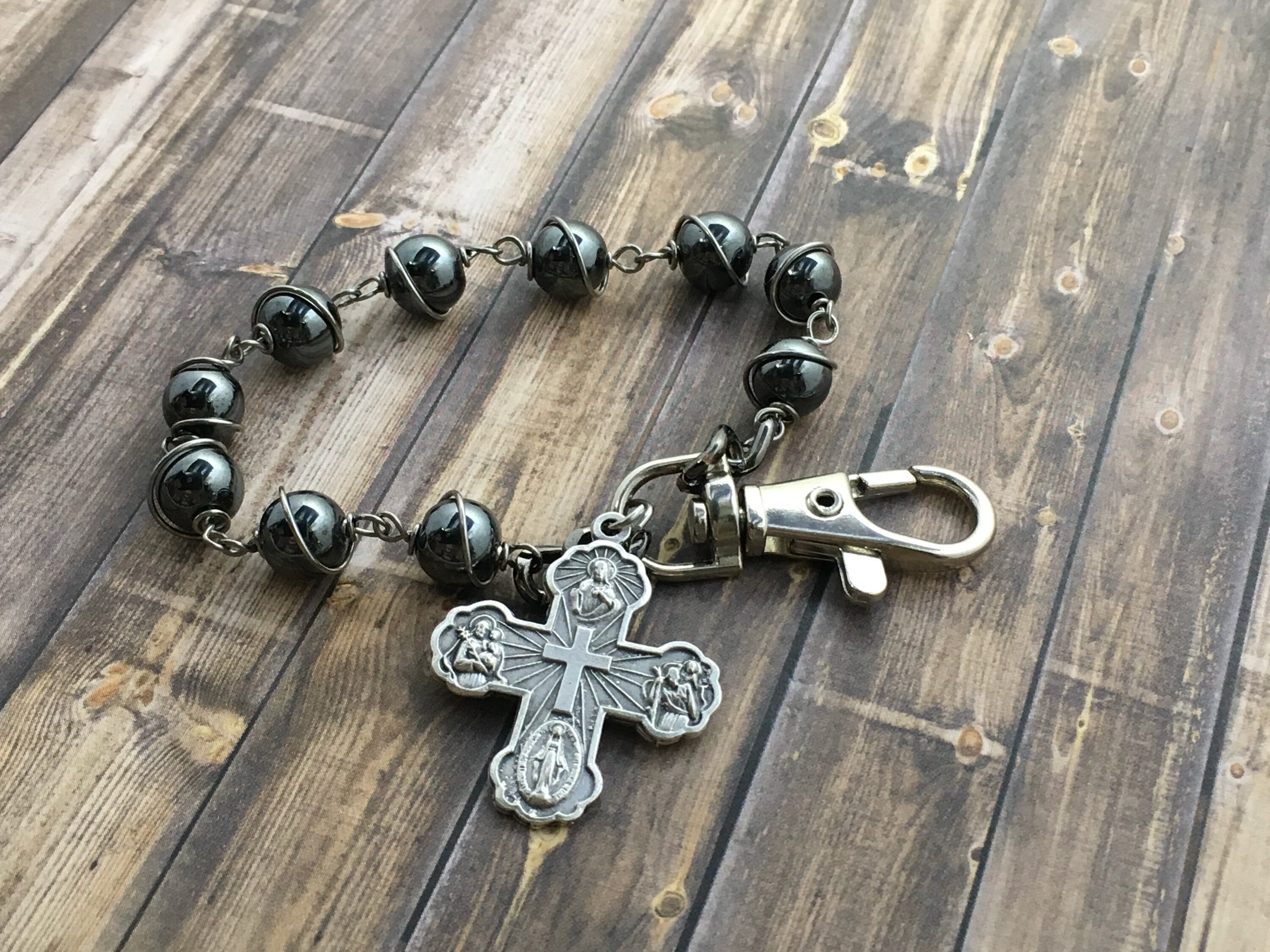 Rosary Keychain Hematite Rosary Mens Rosary Heavy Duty - Etsy