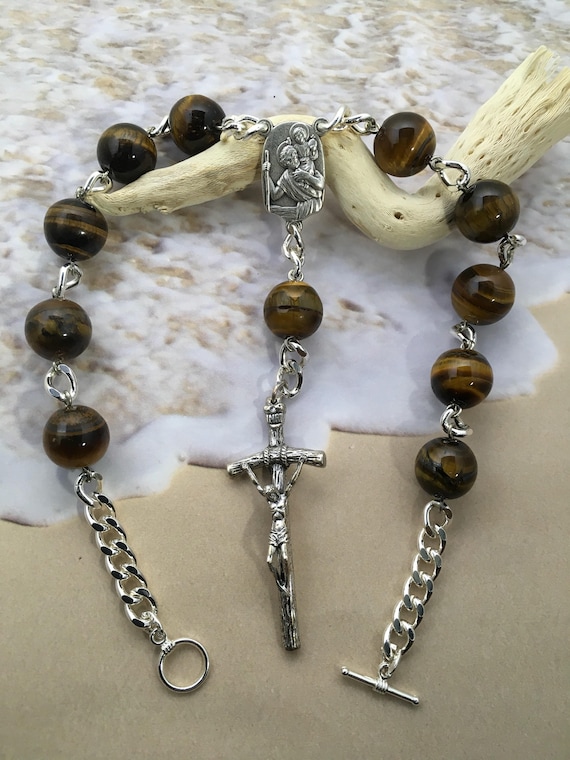Mens Auto Rosary Car Rosary Tigers Eye Car Rosary - Etsy