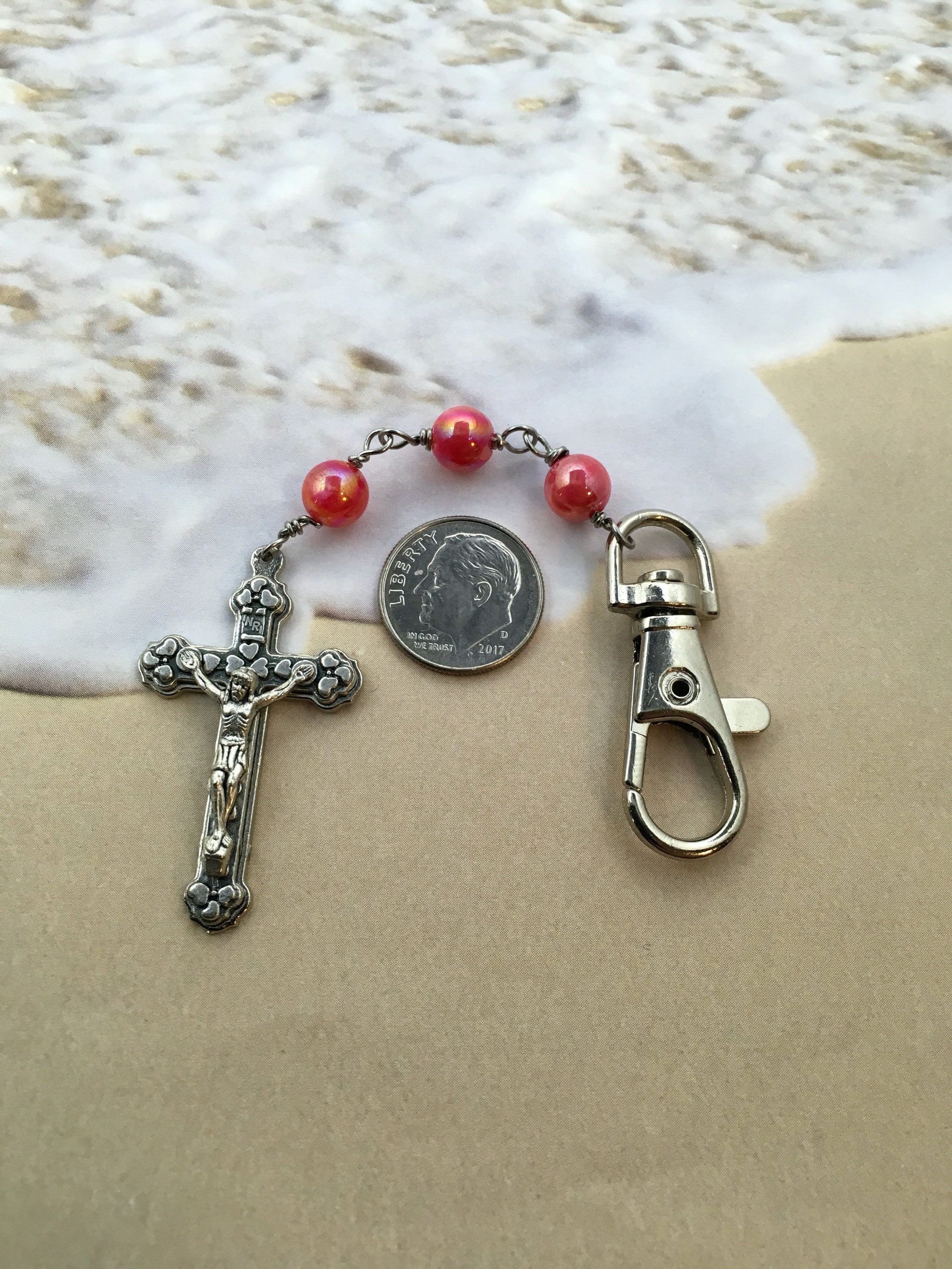 Cross keychain rosary for keychain unique keychain gift - Etsy 日本
