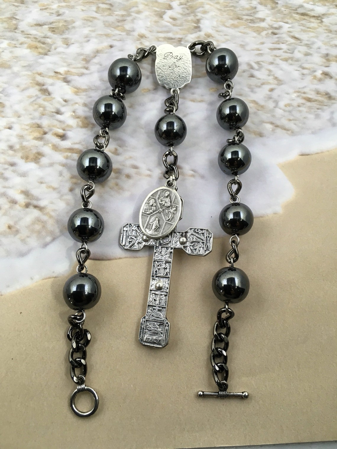 Mens Black Car Rosary Heavy Duty Mens Rosary Hematite Stone - Etsy