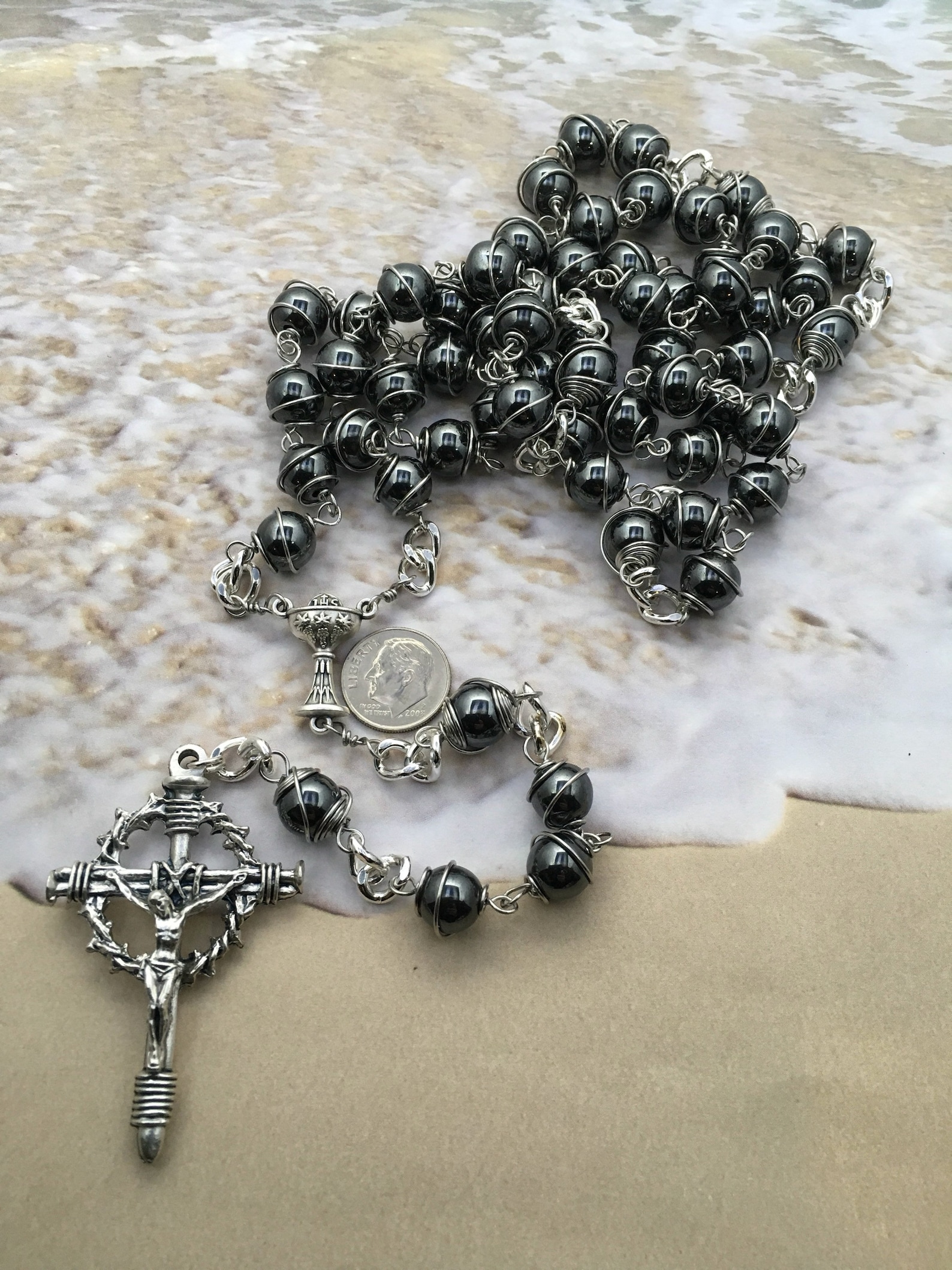 Wrapped Hematite Rosary Mens Rosary Heavy Duty Rosary - Etsy