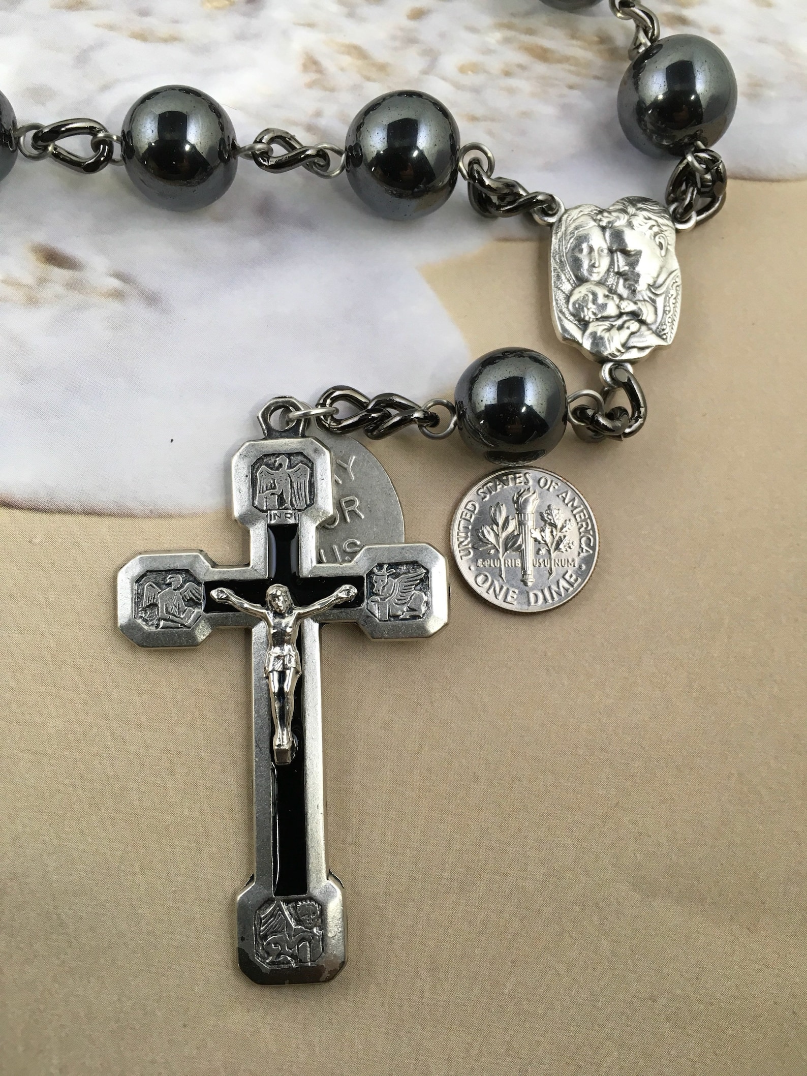 Mens Black Car Rosary Heavy Duty Mens Rosary Hematite Stone - Etsy
