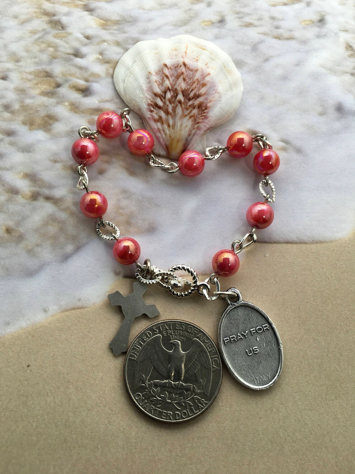 Pink Rosary Bracelet Saint Dymphna Rosary Bracelet - Etsy