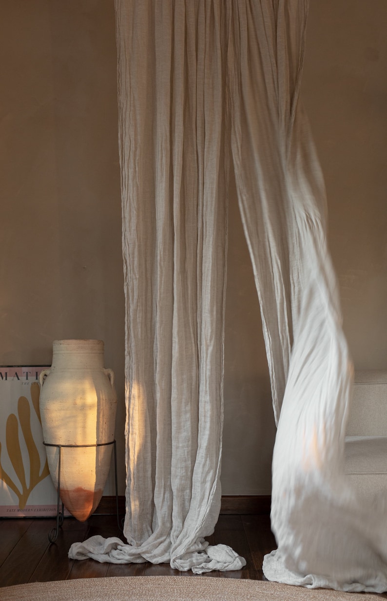 Sheer Scrunched Linen Curtain Panel Soft Linen Muslin - Etsy