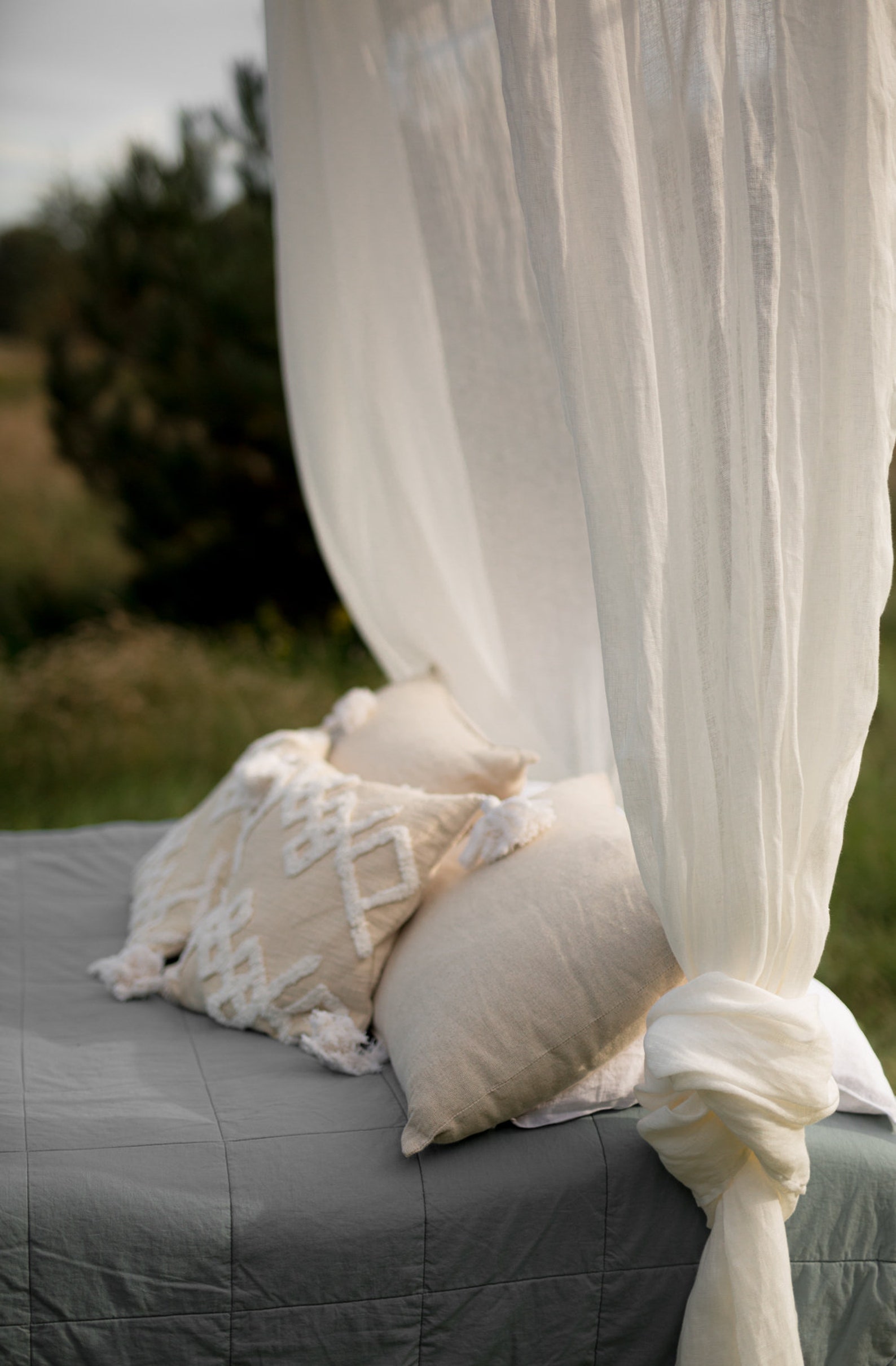 Linen Bed Canopy Shawl King Bed White Canopy Canopy Bed | Etsy