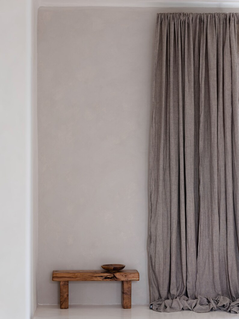 Gray Stonewashed Linen Curtain Panel Soft Linen Curtain - Etsy