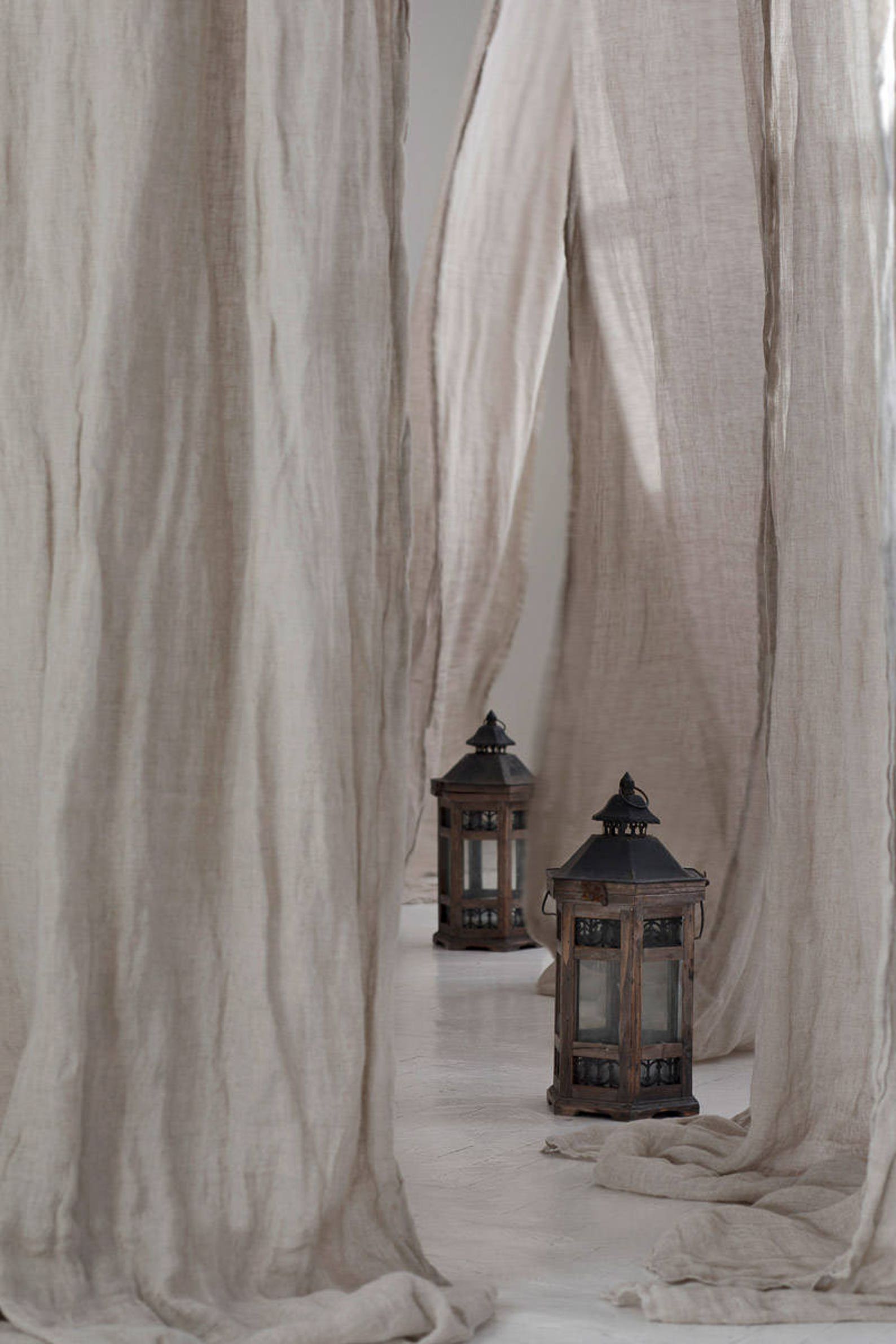 Muslin Linen Curtains Made of Pure Natural Flax Fabric From - Etsy