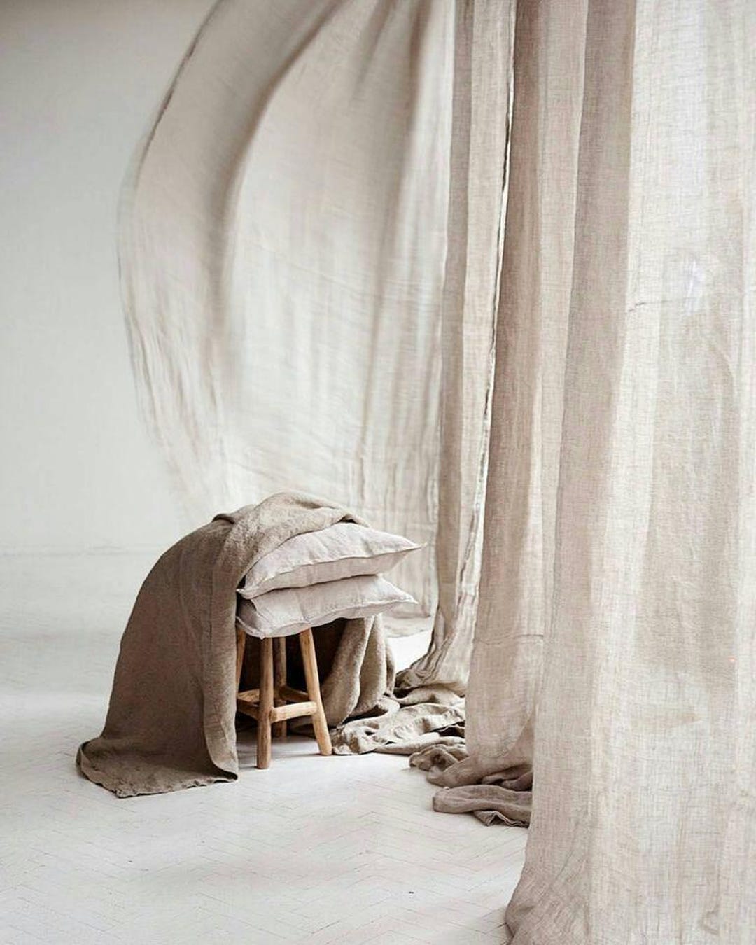 Pure Linen Curtains 59x118, Canopy Over the Bed, Linen Curtain Panel ...