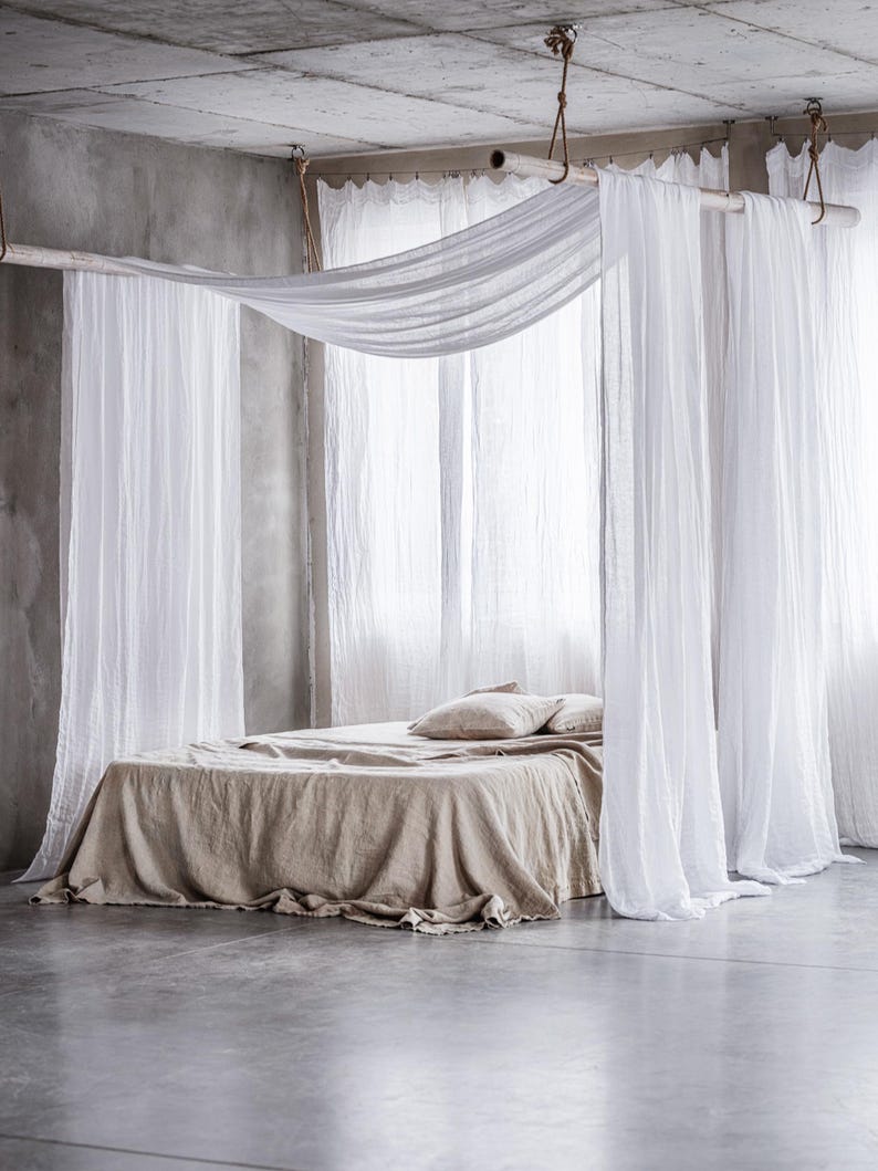 Linen Canopy Scarf for a Luxurious Bedroom Retreat, Romantic ...