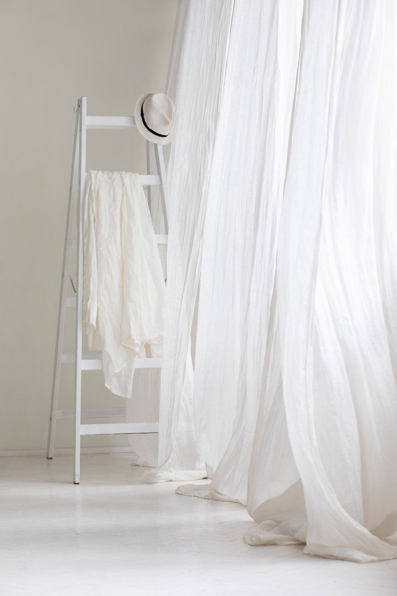 White Sheer Linen Curtains, White Canopy Made of Linen Muslin, Perfect ...
