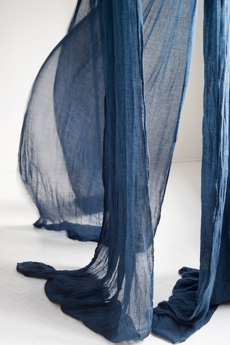 Sheer black linen muslin curtains Black soft and flowy | Etsy