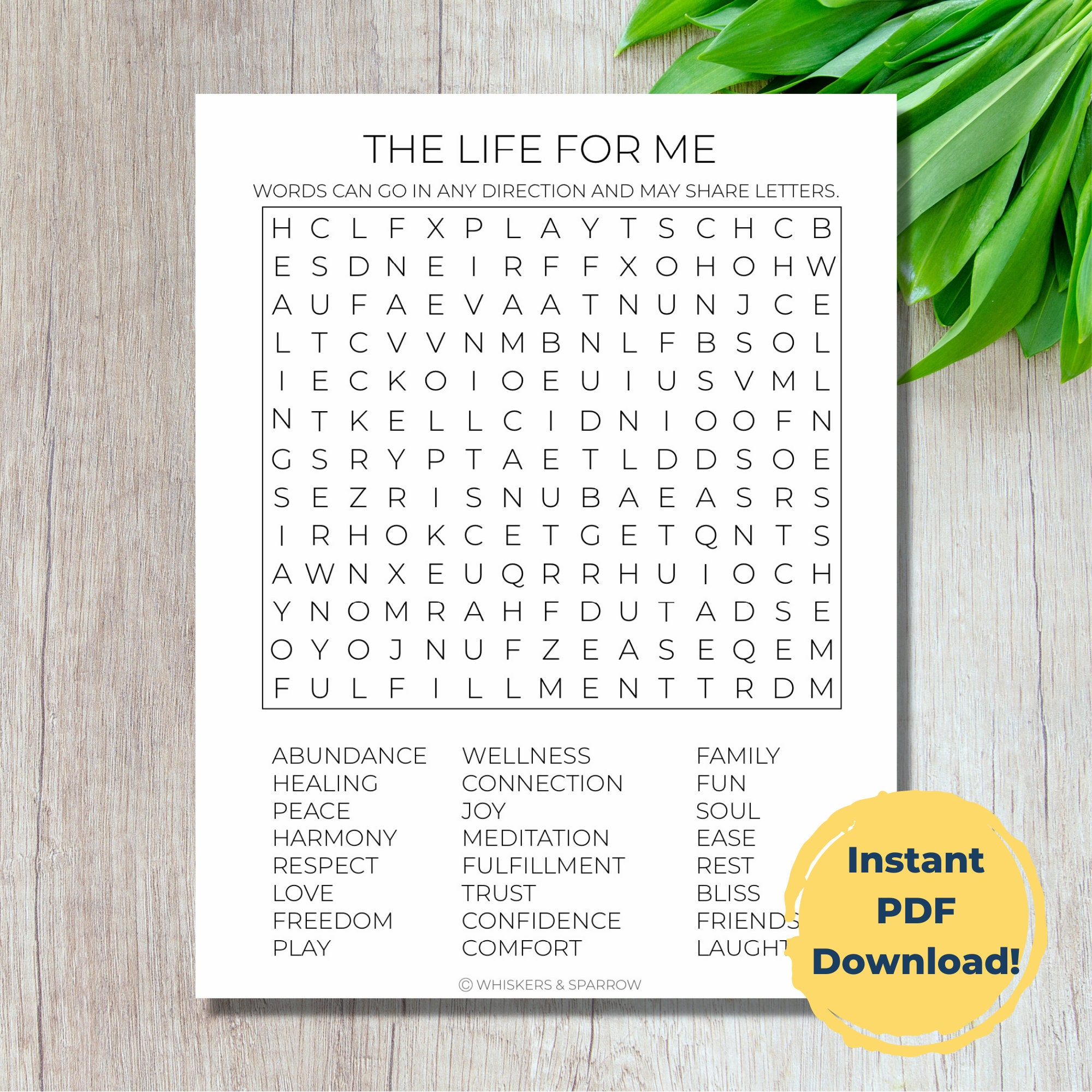 The Life for Me Large Print Word Search Adult Word Game Printable - Etsy
