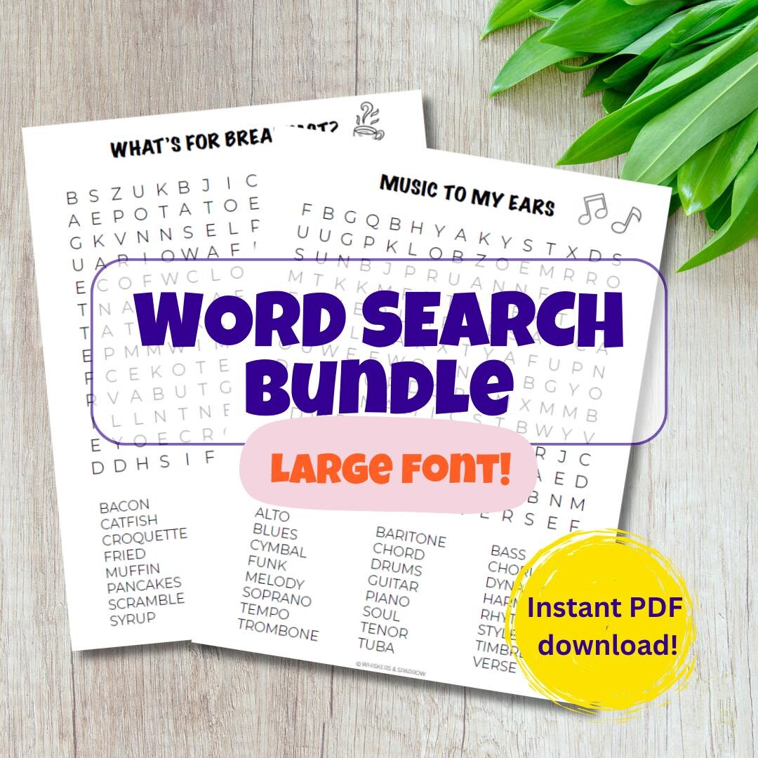 Large Print Word Search Bundle for Adults - Etsy