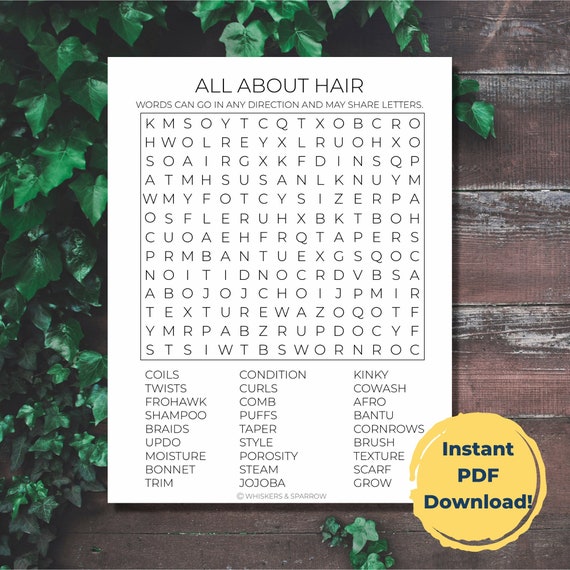 All About Hair Large Print Word Search African American - Etsy