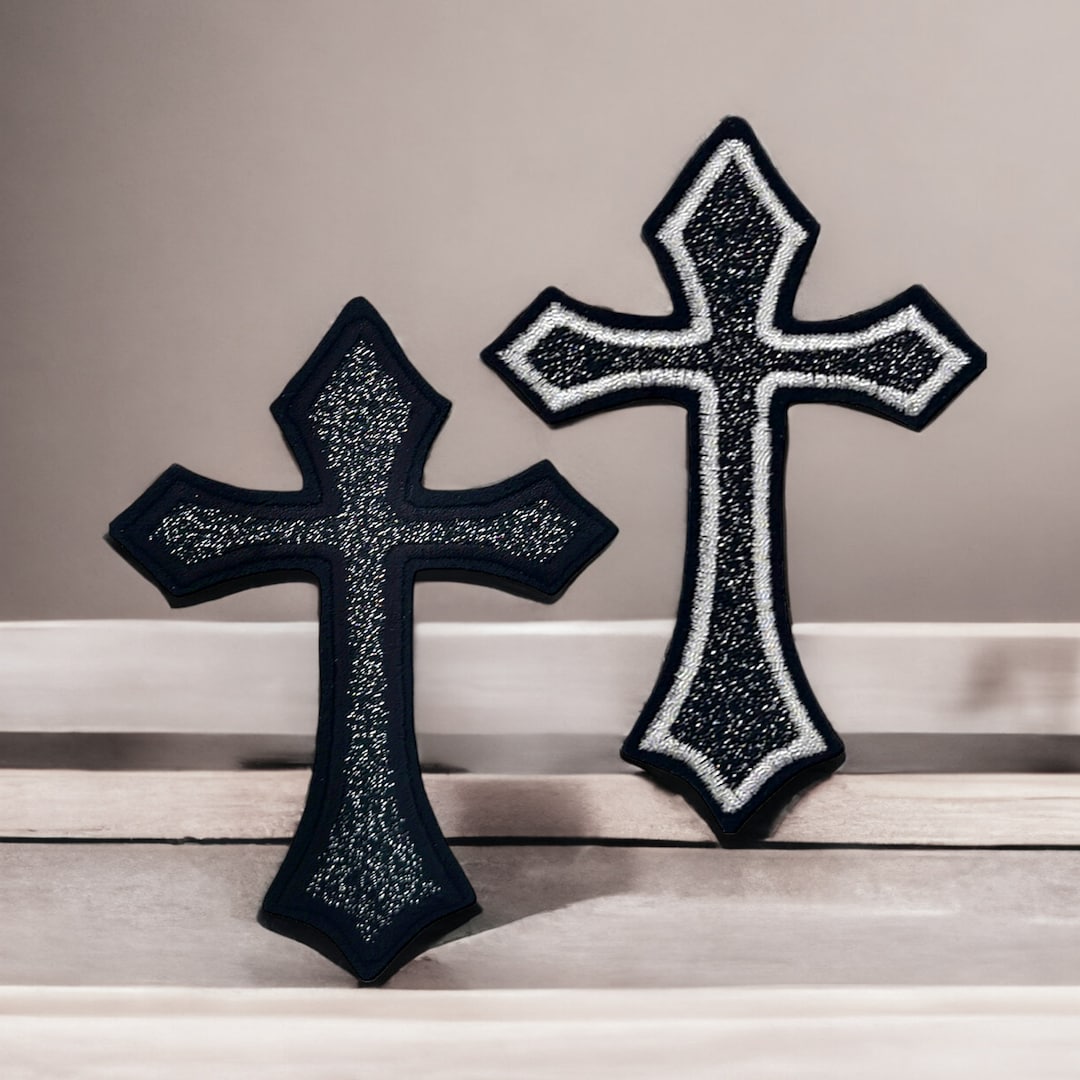 Gothic Cross Patch, Glittery Celtic Cross, Embroidered Badge, 7 Sizes ...