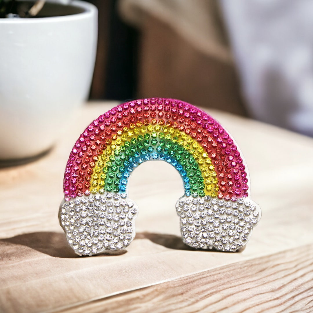 Rainbow Rhinestone Patch, Pearl Applique, Iron-on Badge for ...