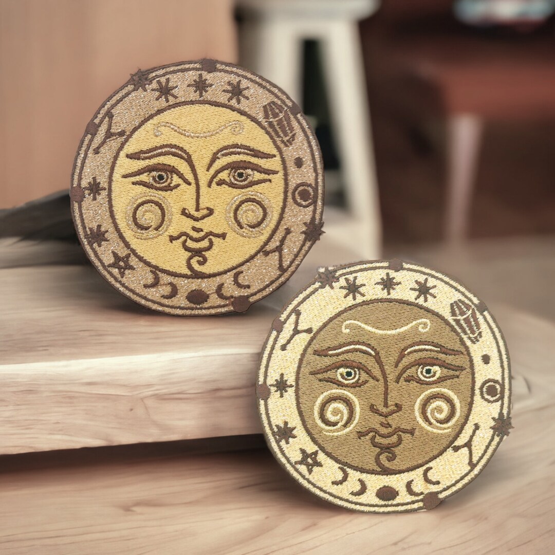 Celestial Sun Moon Patch, Constellations Hand Embroidered Patch, Solar System Patch, Esotericism ...