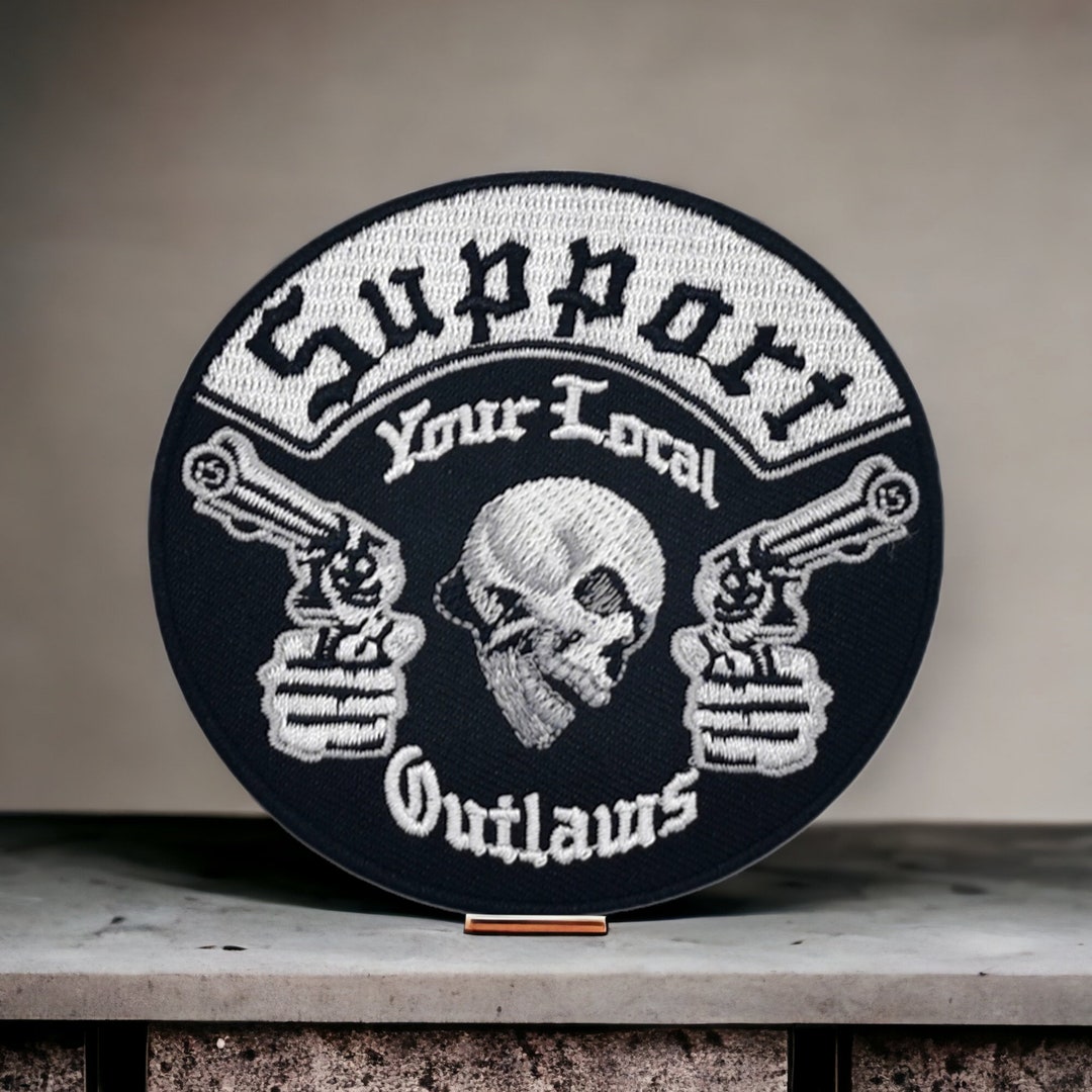 Skull Biker Patch, Embroidered Iron-on Badge, Support Your Local ...