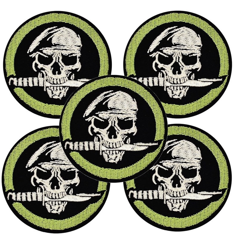 Deathhead patch skull with knife thermostick embroidered | Etsy