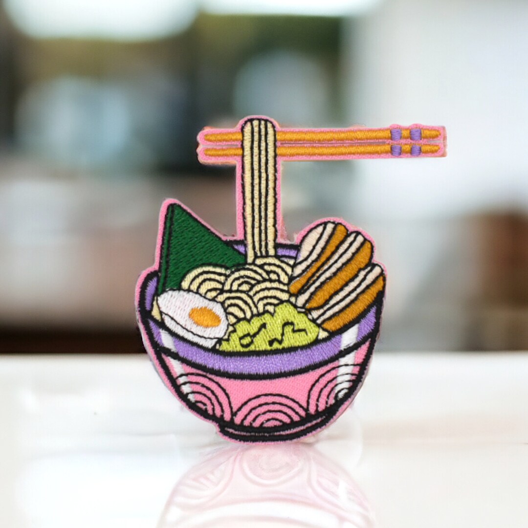 Noodle Bowl Embroidered Patch, Ramen Iron-on Patch, Noodle Soup, Gift Idea for Young and Old ...
