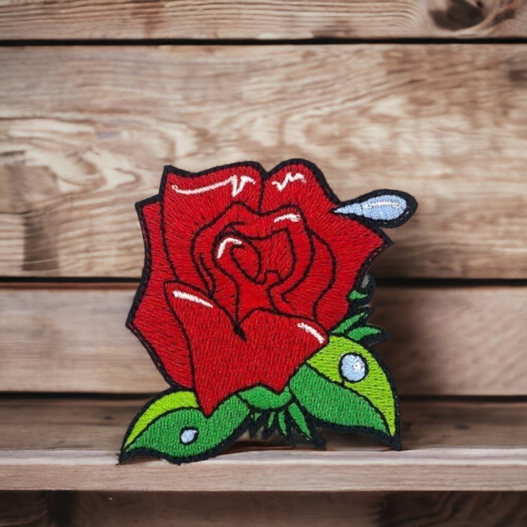 Red Rose Embroidered Patch, Flower Iron-on Patch 6.3 Cm - Etsy