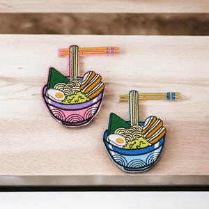 Noodle Bowl Embroidered Patch, Ramen Iron-on Patch, Noodle Soup, Gift Idea for Young and Old ...