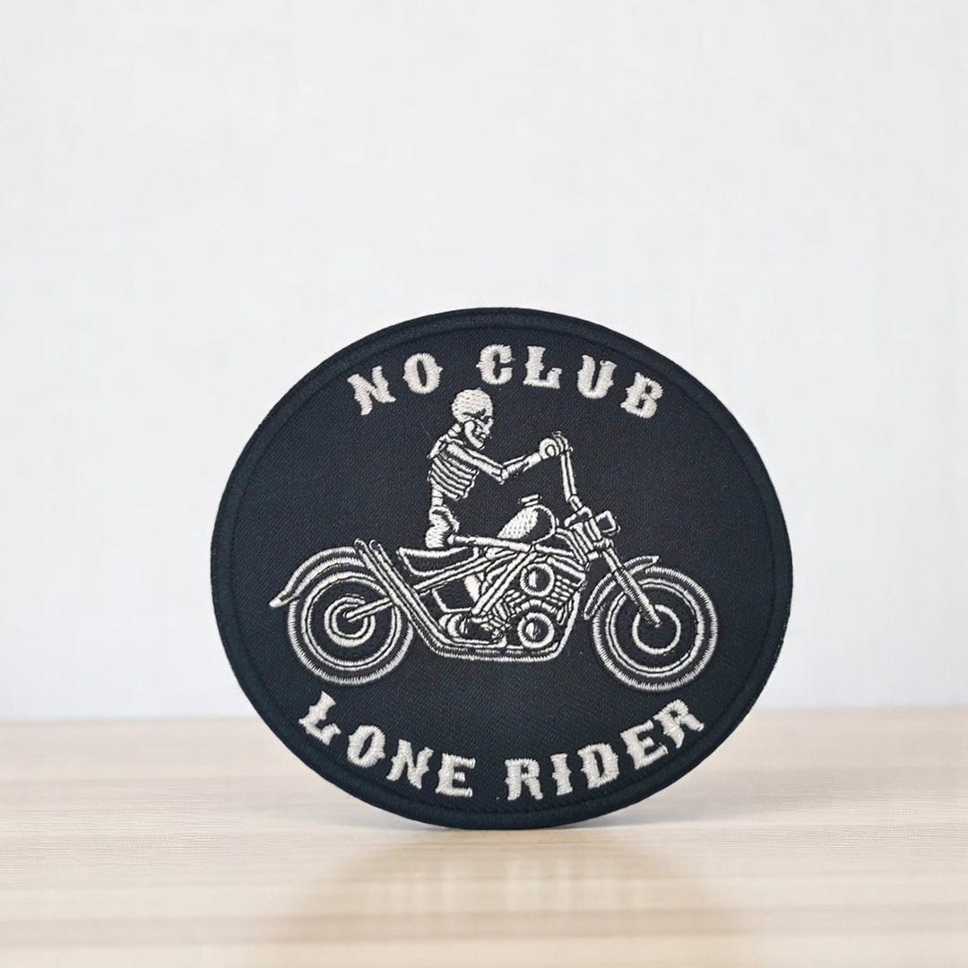No Club Lone Rider Embroidered Patch - Independent Biker - Iron-on ...